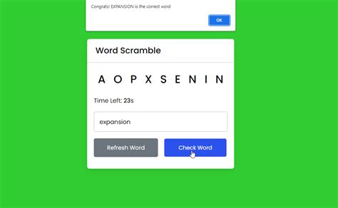 Word Scramble Game In Javascript With Source Code Sourcecodester
