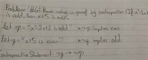problem 6 prove using a oproaf by contraposition