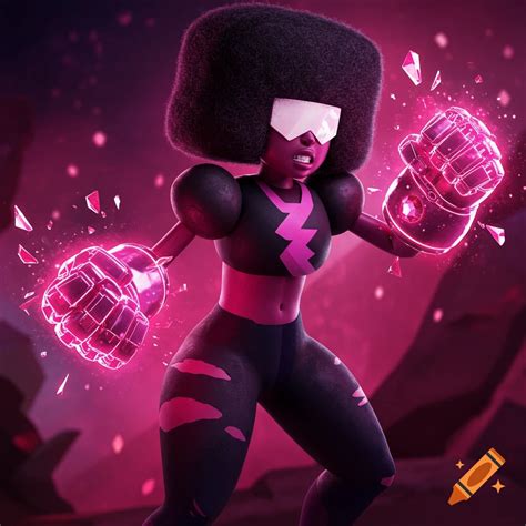 Garnet From Steven Universe With Glowing Pink Gauntlets And A