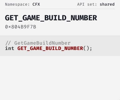 GetGameBuildNumber FiveM Natives Cfx Re Docs