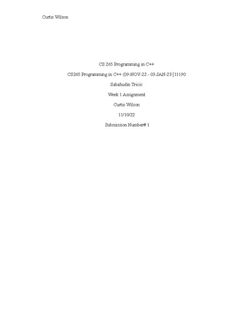 Cs265 W 1assignment Curtis Wilson Cs 265 Programming In C Cs265