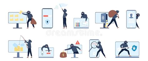 Hackers Characters Phishing Security Personal Data Hacker Hack Web Information Phone Scam And