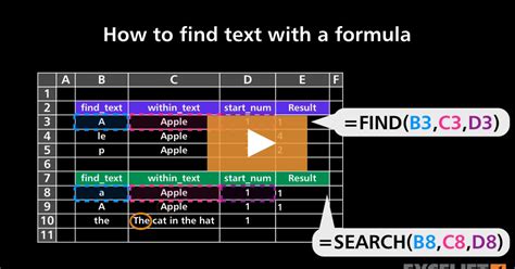 How To Find Text With A Formula Video Exceljet