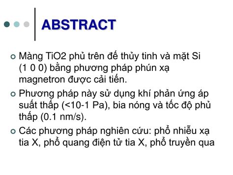 Ppt Microstructure And Optical Properties Of Tio2 Thin Films Prepared By Low Pressure Hot