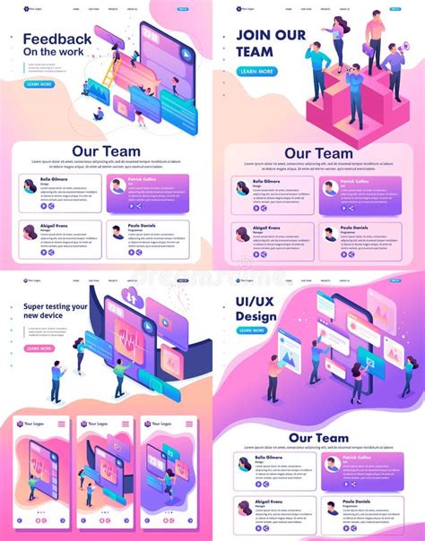 Set Isometric Website Bright Concept Stock Vector Illustration Of Entrepreneurs Infographic