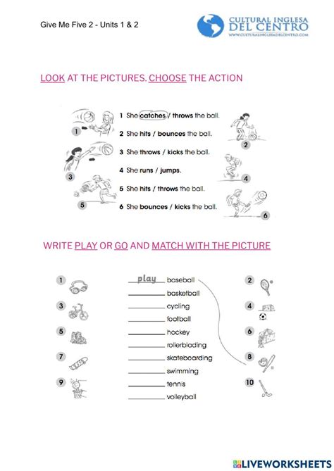 Give Me Five 2 - Units 1 & 2 worksheet | Give it to me, Things that ...
