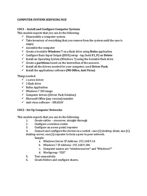 computer systems servicing ncii syllabus pdf microsoft windows