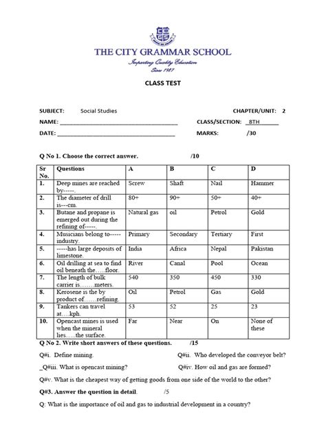 Lesson 2 Test Class 8 Pdf