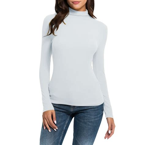 Womens T Shirts Clearance Women Casual Solid Long Sleeve Turtleneck