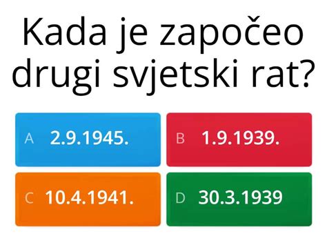 Informatika Kviz 2 Svjetski Rat Quiz
