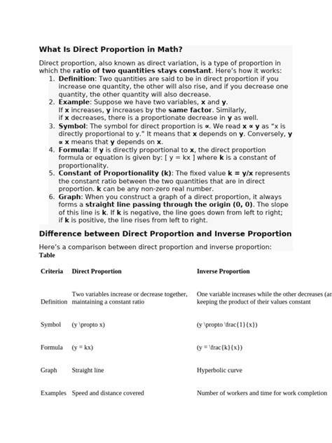 What Is Direct Proportion In Math Pdf Mathematics