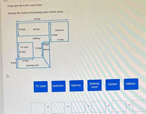 solved drag each tile to the correct box arrange the rooms in
