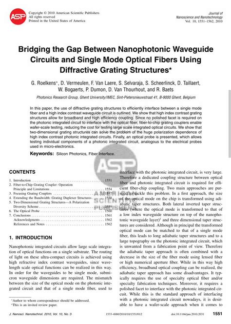 Pdf Bridging The Gap Between Nanophotonic Waveguide Tec