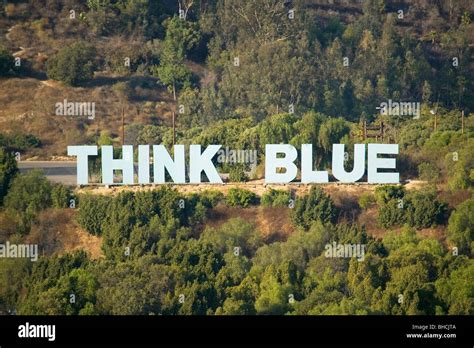 Think Blue Sign For La Dodgers In Chavez Ravine Near Dodger Stadium