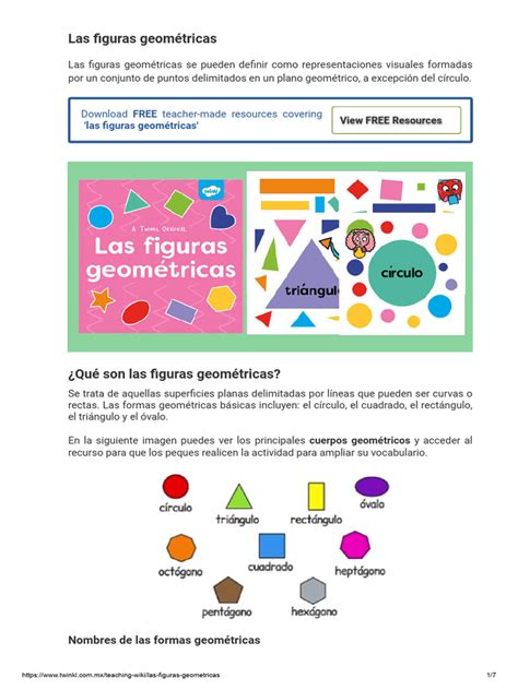 Figuras Geométricas Para Niños Definición Y Características Pdf
