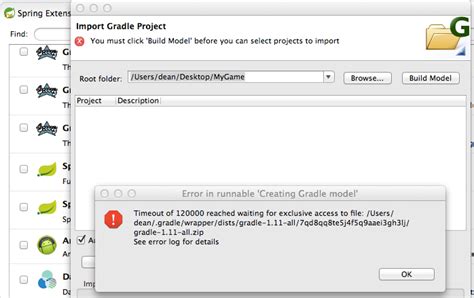 import build model timeout when importing gradle project in eclipse