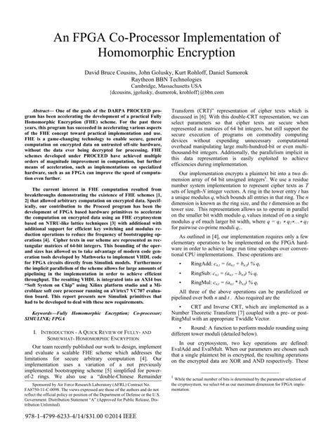 Pdf An Fpga Co Processor Implementation Of Homomorphic Encryption