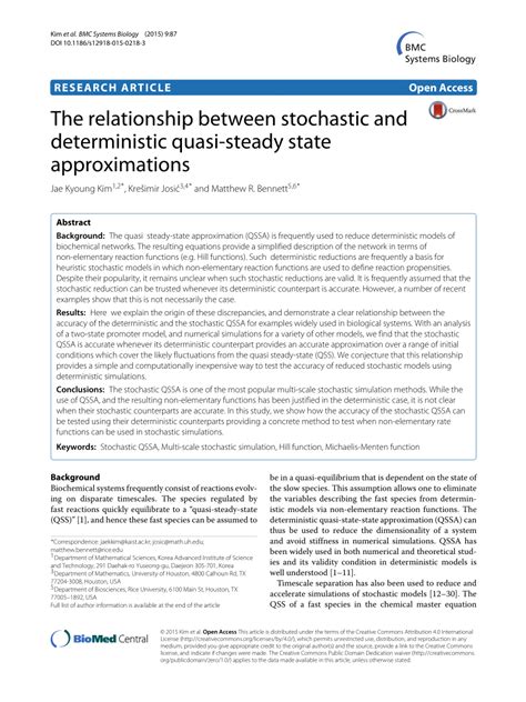 pdf the relationship between stochastic and deterministic quasi