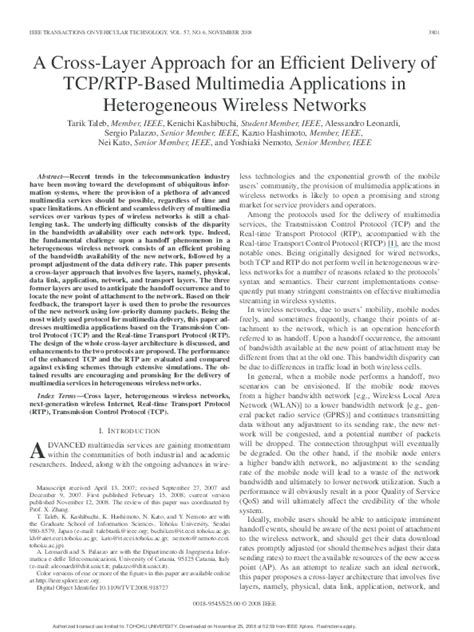 Pdf A Cross Layer Approach For An Efficient Delivery Of Tcprtp Based