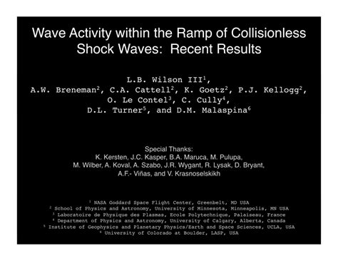 Pdf Wave Activity Within The Ramp Of Collisionless Shock Waves Recent Results Invited