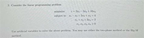 Solved Consider The Linear Programming Problem Minimize Chegg