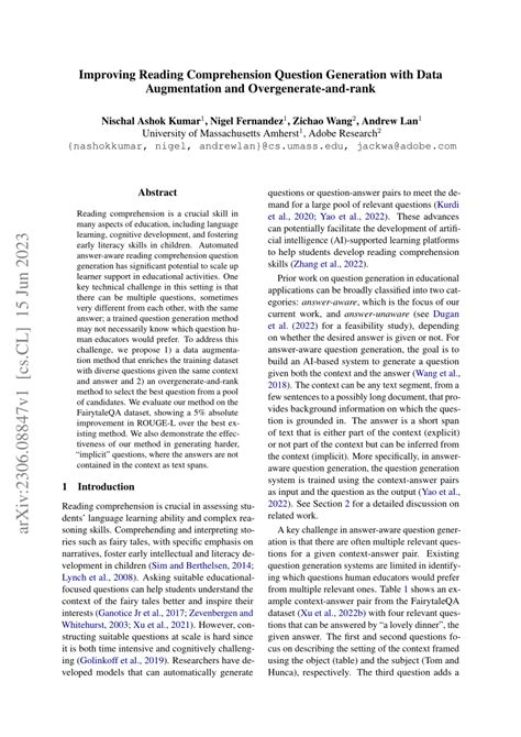 Pdf Improving Reading Comprehension Question Generation With Data Augmentation And