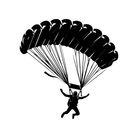 Skydiving Silhouette Parachuting Vector Skydiver Silhouette