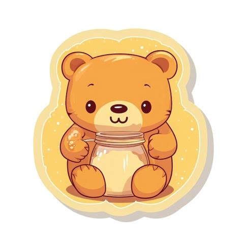 Premium Ai Image Sticker With Diecut In The Form Of A Bear Cub