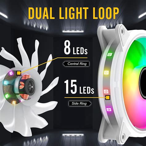 EZDIY FAB White Moonlight 120mm RGB Case Fan With Fan Hub X And Remote 6 Pack
