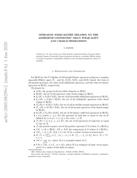 Pdf Operator Inequalities Related To The Arthmetic Geometric Mean