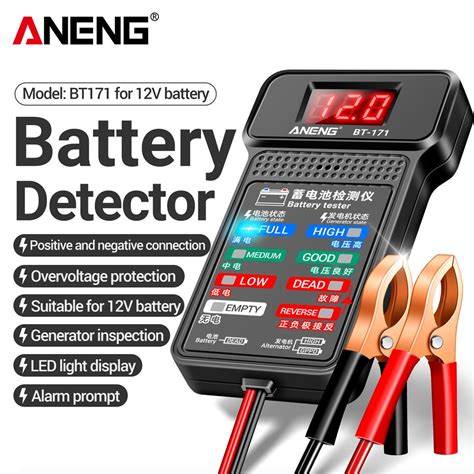 Aneng Bt 171 12v Digital Battery Tester Car Battery Indicator With Alligator Clips Led Battery