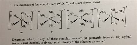 solved 1 the structures of four complex ions w x y and z