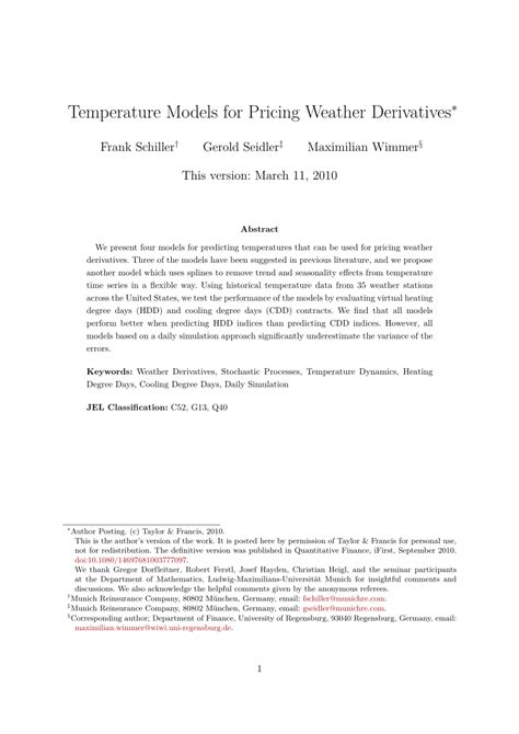 pdf temperature models for pricing weather derivatives