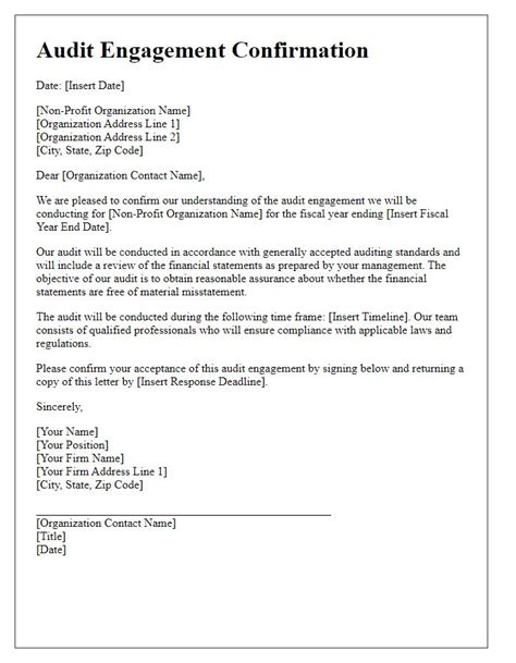 Letter Template For Audit Engagement Confirmation Free Samples In Pdf Letterin