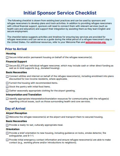 Free 25 Sponsor Checklist Samples In Pdf Ms Word