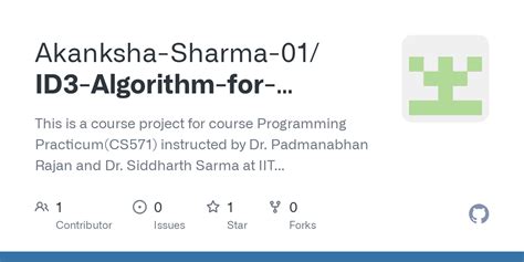 GitHub Akanksha Sharma 01 ID3 Algorithm For Decision Tree This Is A Course Project For Course