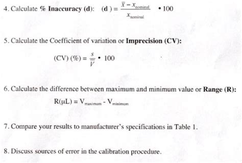 Solved X 4 Calculate Inaccuracy D D Nominal •