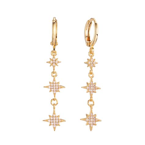 Romilly Pink Gold Droplet Star Huggie Earrings Bijoux De Mimi