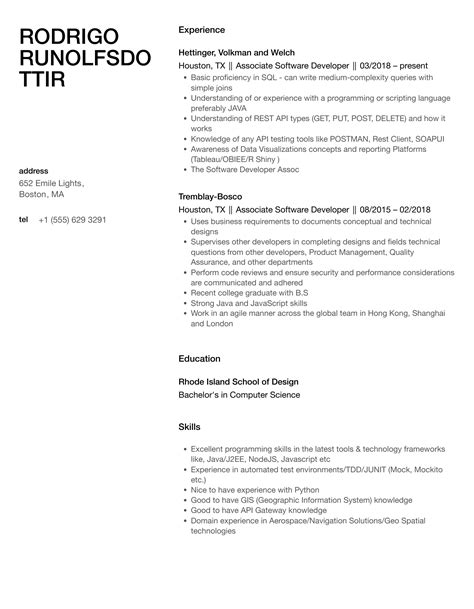 Associate Software Developer Resume Samples Velvet Jobs