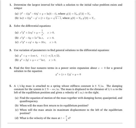 solved 1 determine the largest interval for which a