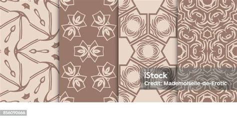 꽃 디자인의 요소와 4 기하학적 인 패턴의 설정 패션 벡터 일러스트입니다 원활한 패턴 0명에 대한 스톡 벡터 아트 및 기타 이미지 0명 격자 파이 골동품 Istock