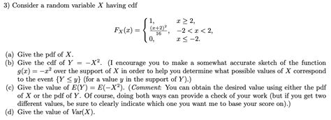 Solved 3 Consider A Random Variable X Having Cdf Fxx 1