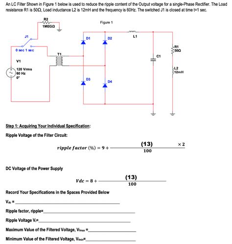 An LC Filter Shown In Figure Below Is Used To Chegg