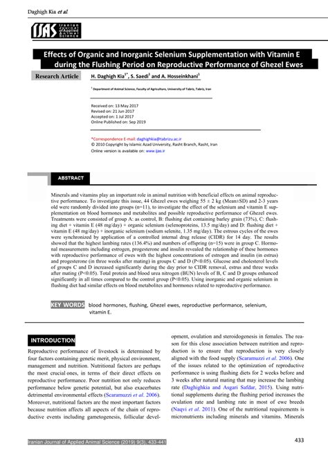 Pdf Effects Of Organic And Inorganic Selenium Supplementation With