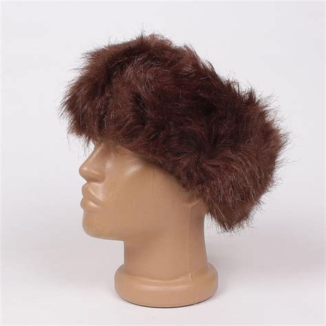 Тъмно кафява пухкава лента за глава от еко косъм