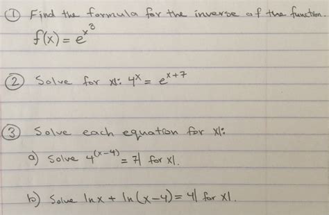solved find the formula for the inverse of the function f x