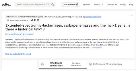 [citation report] extended spectrum β lactamases carbapenemases and