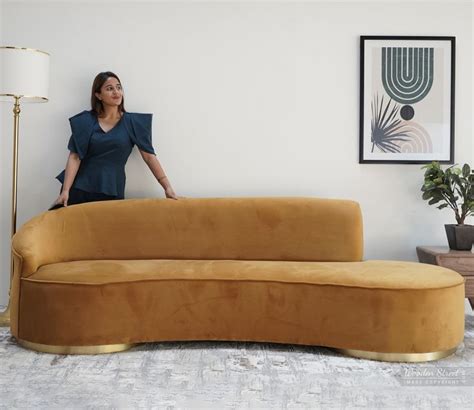 Buy Osbert 3 Seater Curved Sofa Velvet Chestnut Brown At 29 Off
