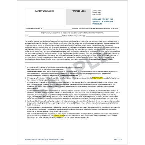 Surgical Or Diagnostic Procedure Consent Form Society Of Interventional Radiology