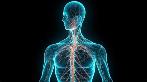 Premium Photo Human Body With Glowing Neurons Visualization Generative Ai